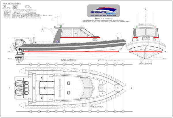 10m Pilothouse RHIB Design #102 - De Villiers Marine Design