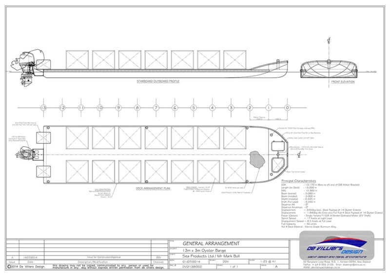 13m Mussel Barge Design #138 - De Villiers Marine Design