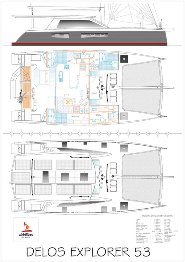 DELOS Explorer 53 – Aluminium Cruising Catamaran – Design #237 - De Villiers Marine Design